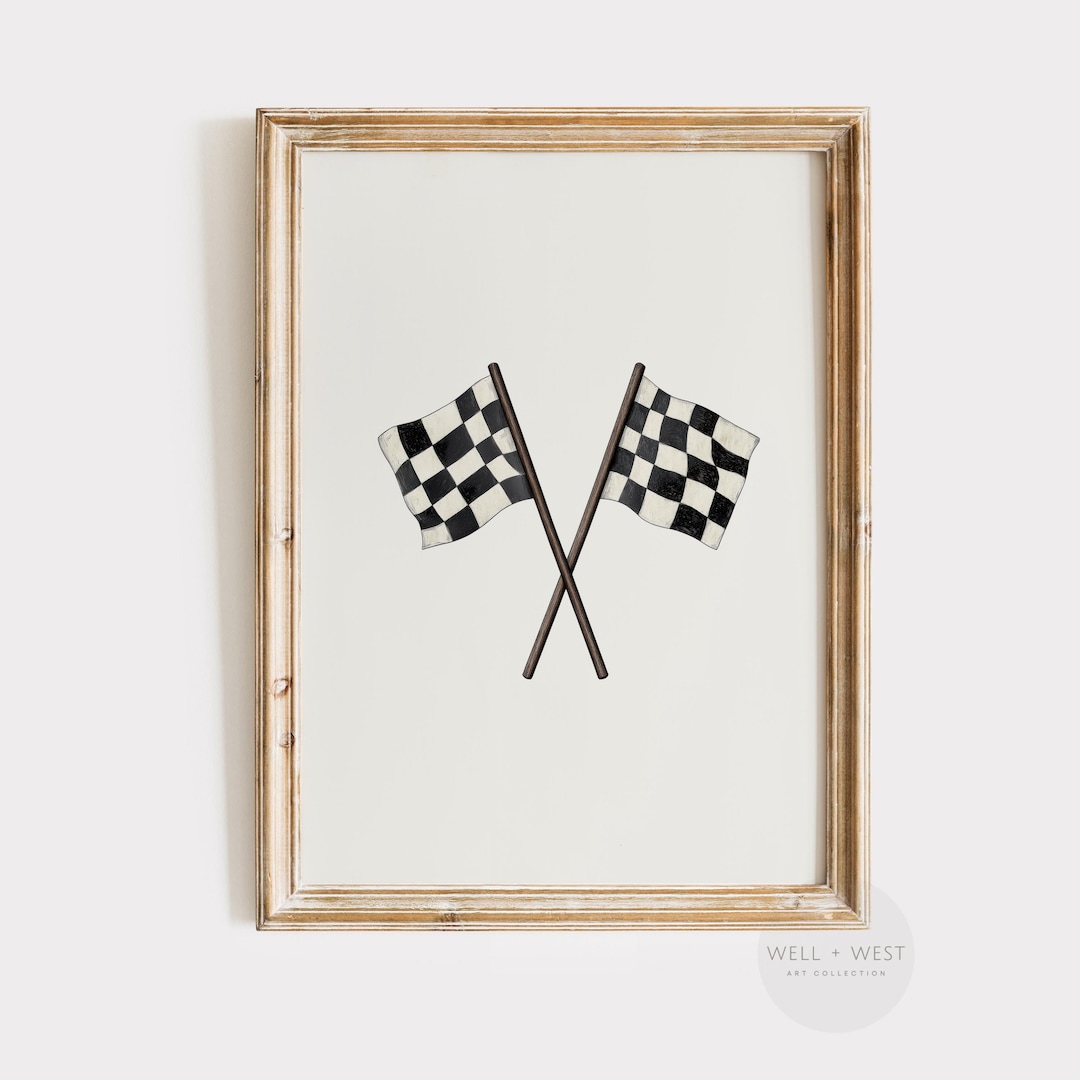 Racing Flag Print | Vintage Style Flag Illustration | Boys Room ...