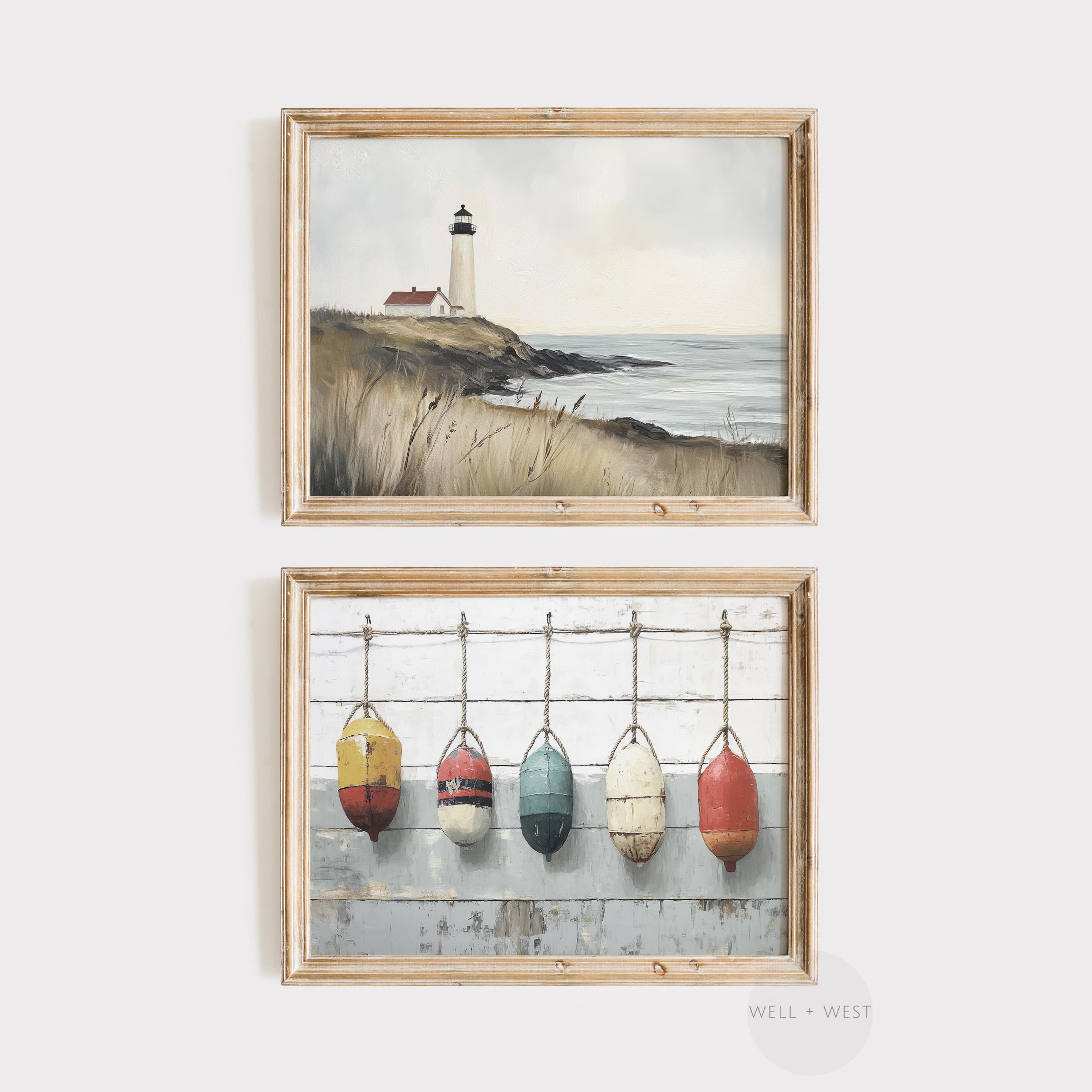 Buoy Print| Muted Coastal Buoy Painting | Printable Bathroom Art ...