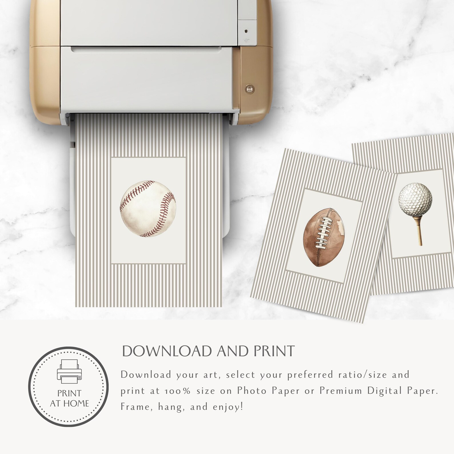 Set of Four Sports Ball Prints | Vintage Style Illustration | Baseball ...