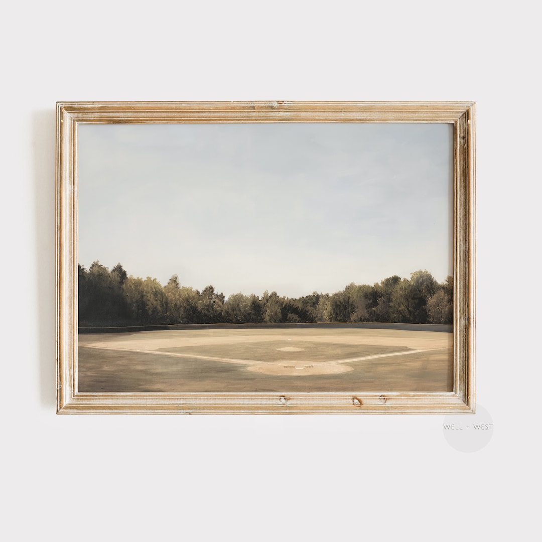 Baseball Field Print Vintage Baseball Diamond Oil Painting Antique Boys ...