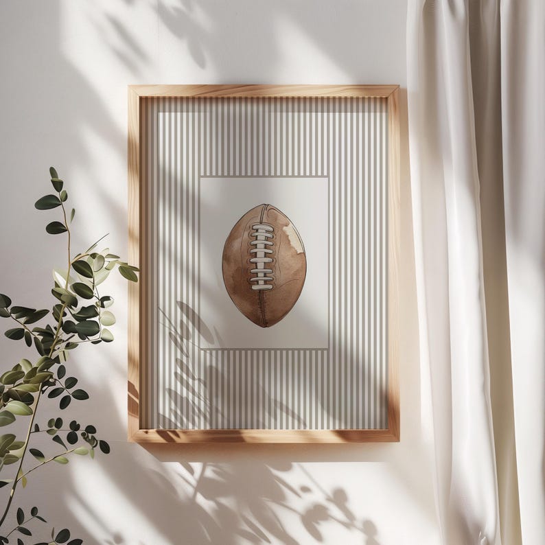 Football Print | Vintage Style Football Watercolor | Boys Room ...