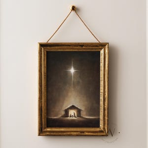 Vintage Style Christmas Manger Print: Christian Nativity Scene With ...