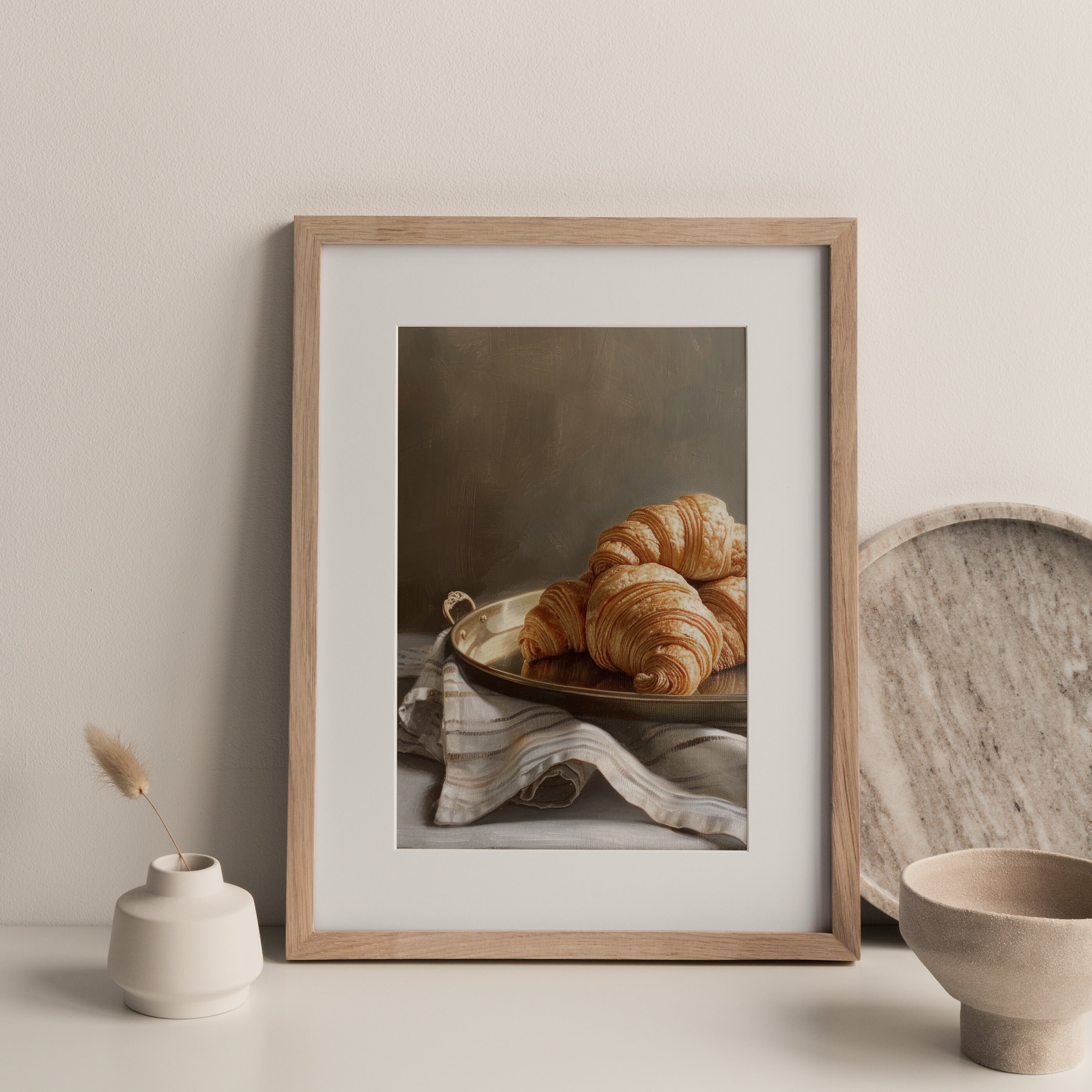 Croissant Wall Art Print Neutral Kitchen Wall Art Trendy Home Decor ...