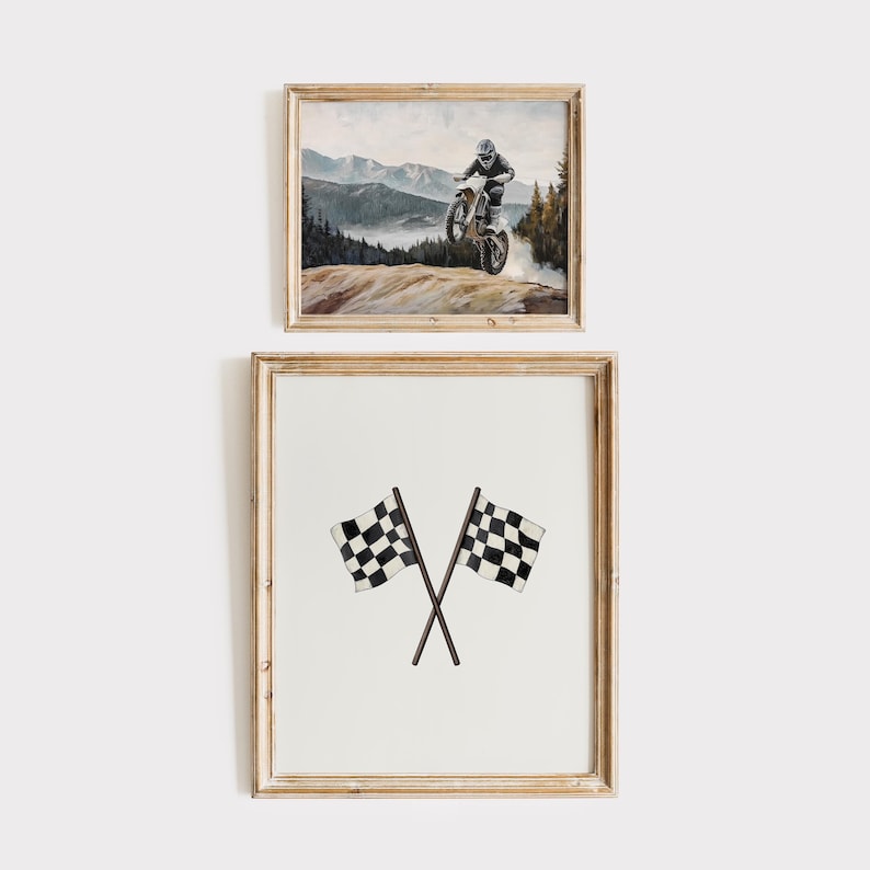 Racing Flag Print | Vintage Style Flag Illustration | Boys Room ...