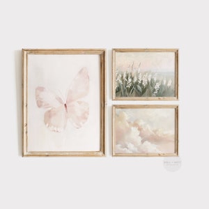 Coquette Wall Art Set of Five | Wildflower Field Vintage Painting ...