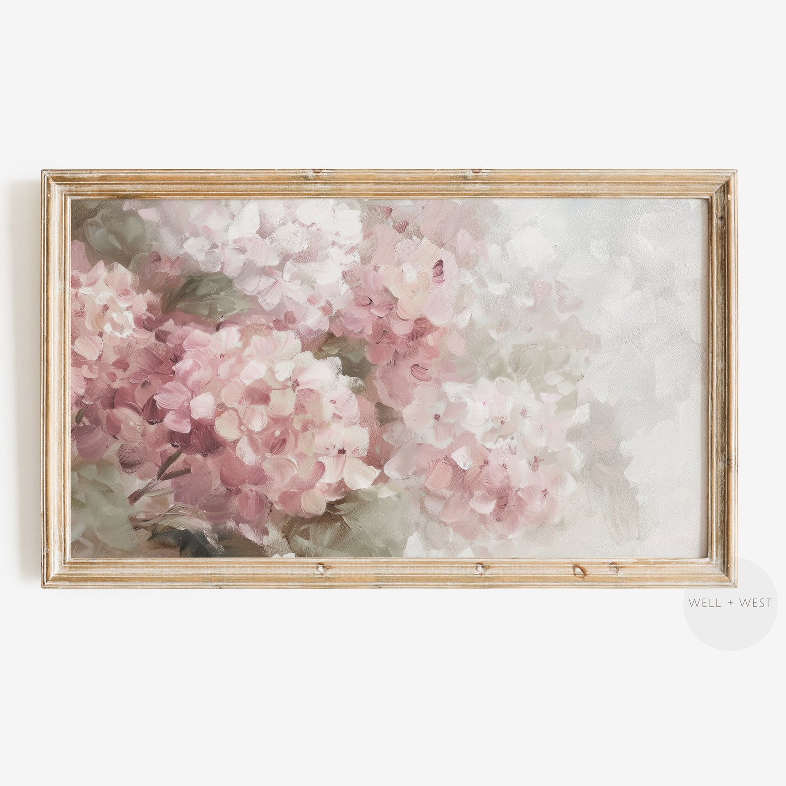 Pastel Pink Hydrangeas Frame TV Art Vintage Spring Flower Painting ...