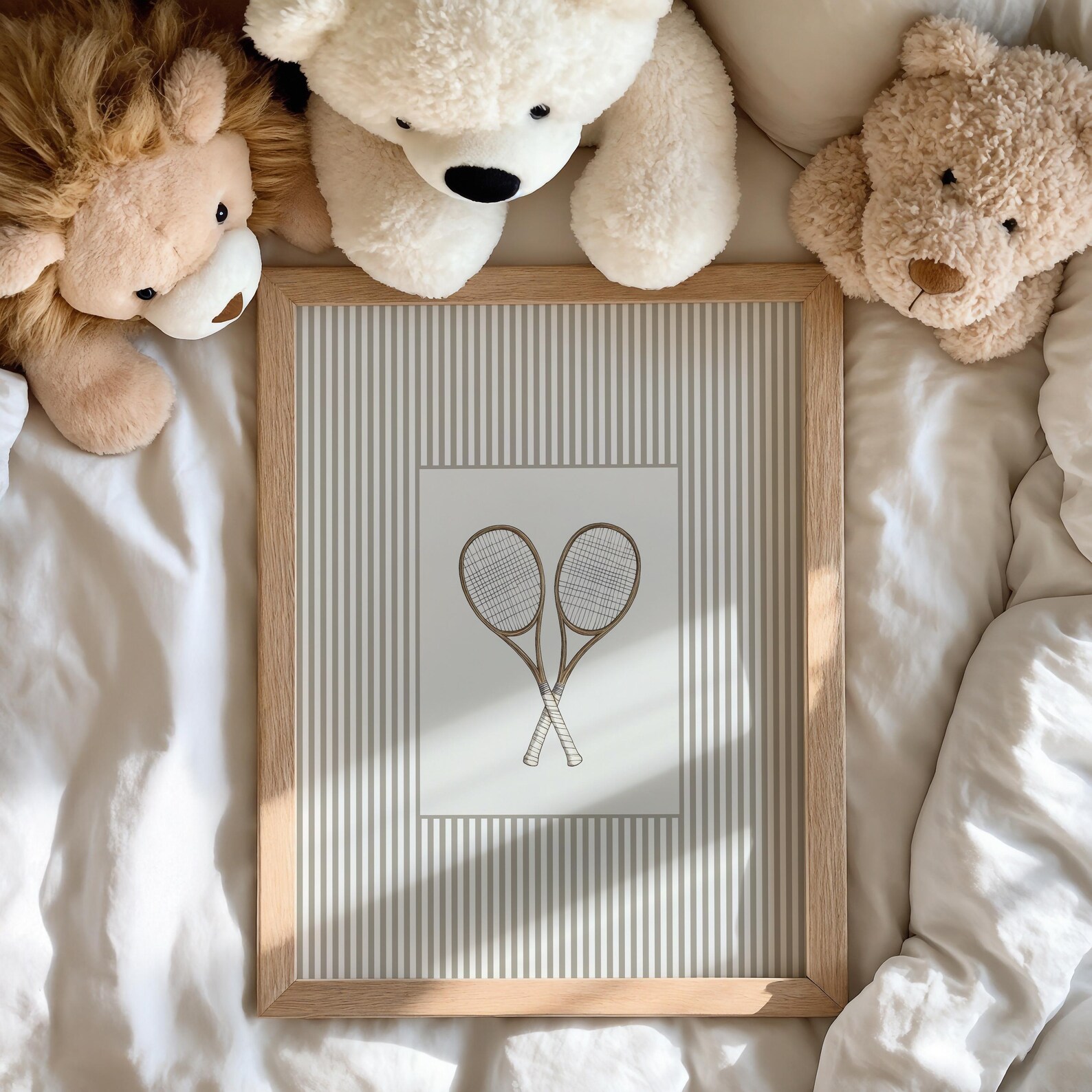 Tennis Racket Print | Vintage Style Illustration | Kids Room Tennis ...