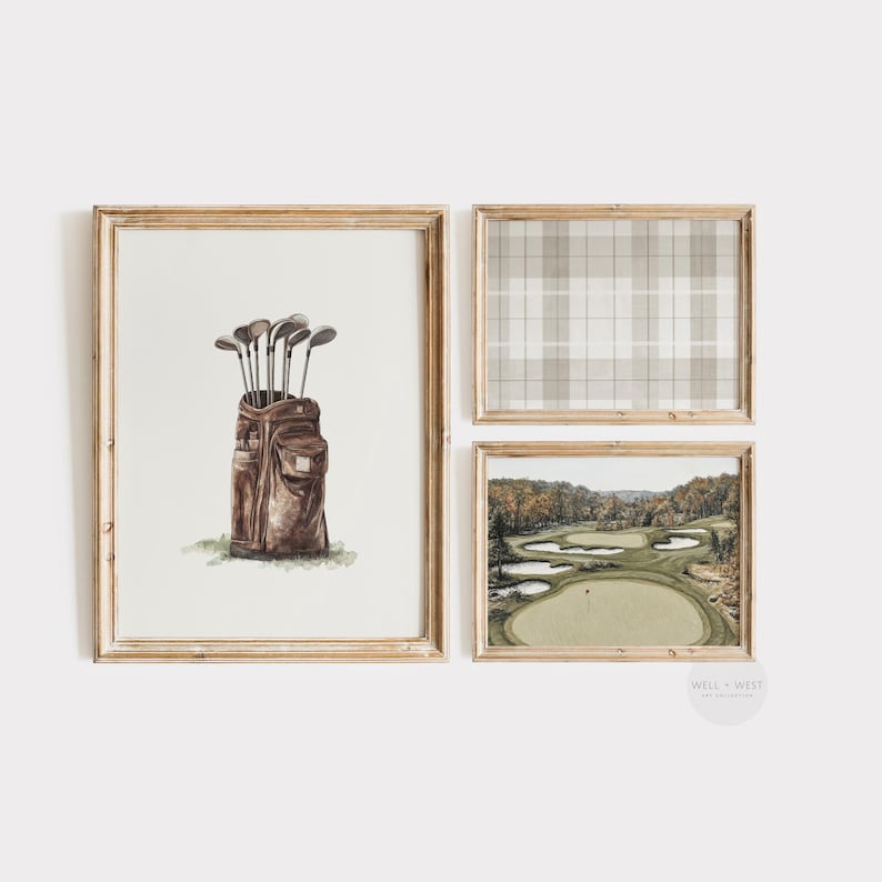Golf Set of Five Prints | Vintage Style Golf Paintings | Teddy Bear ...