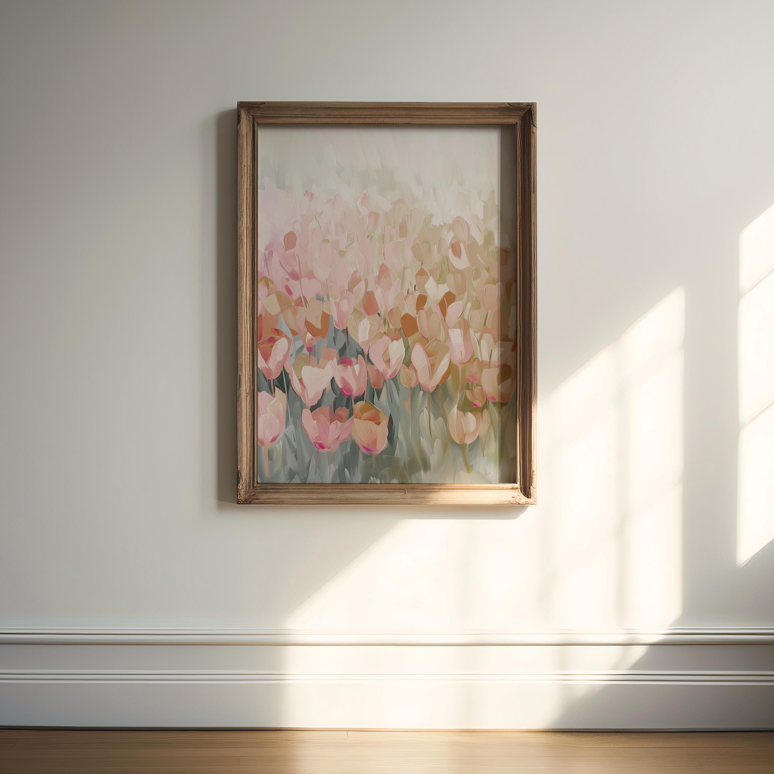 Abstract Spring Flowers Print | Pastel Pink PRINTABLE Art | Floral ...