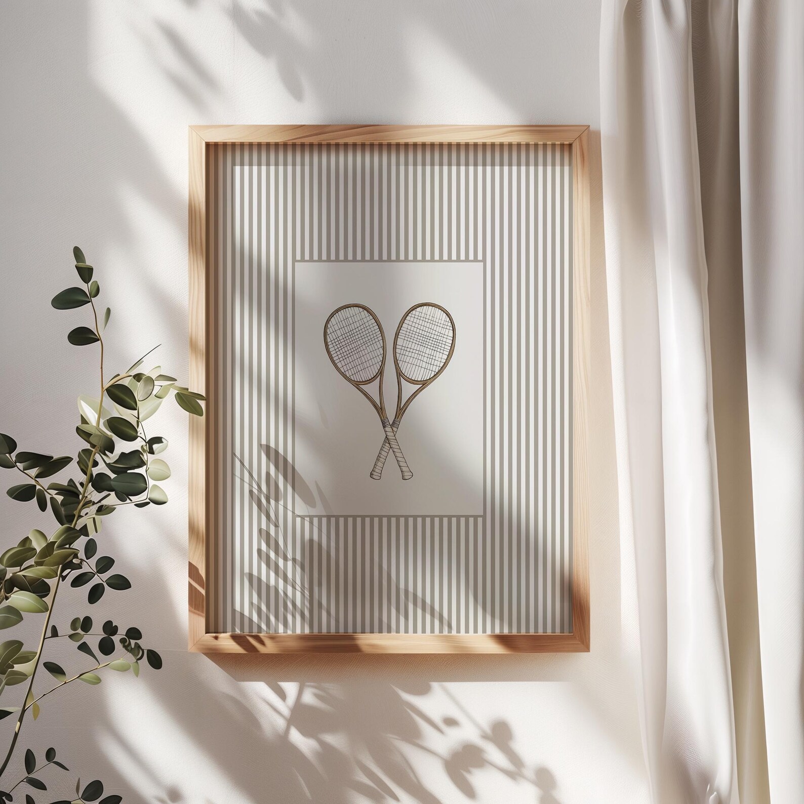 Tennis Racket Print | Vintage Style Illustration | Kids Room Tennis ...