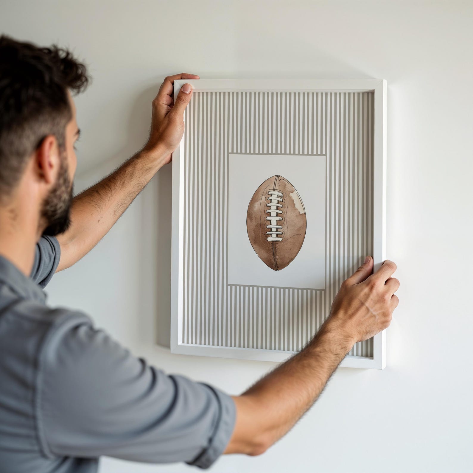Football Print | Vintage Style Football Watercolor | Boys Room ...