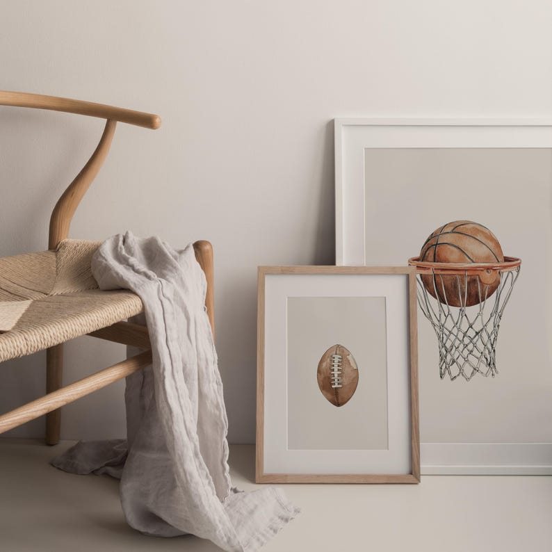 Sports Ball Prints Set of 4 | Vintage Style Illustration | Baseball ...