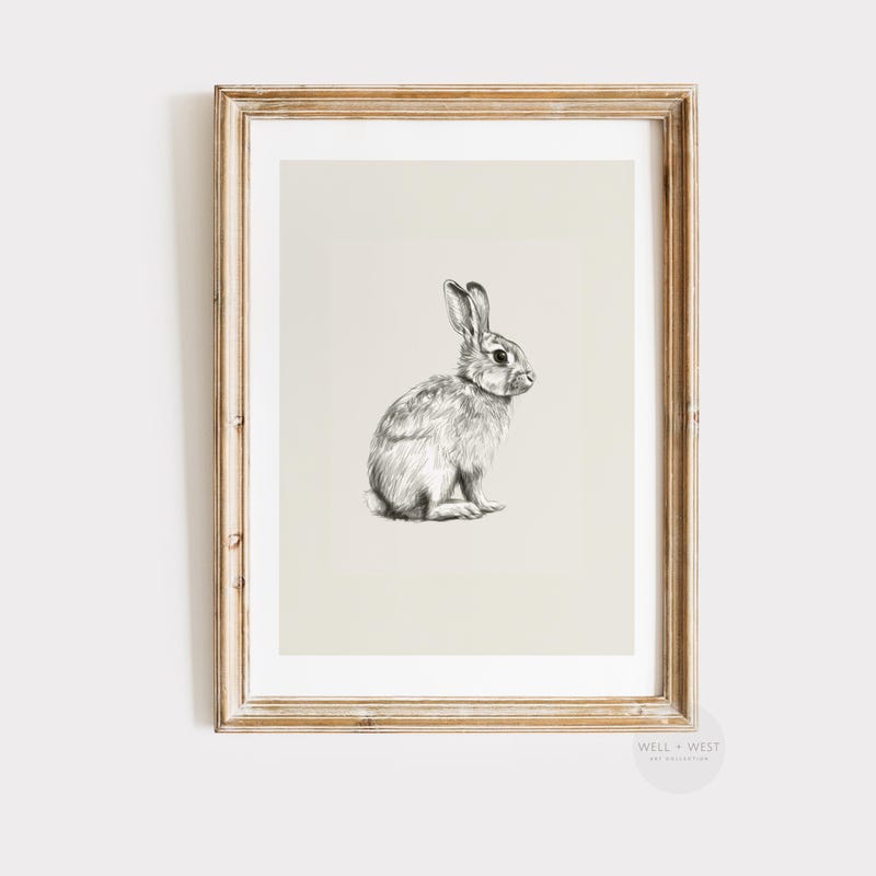 Vintage Bunny Print - Etsy