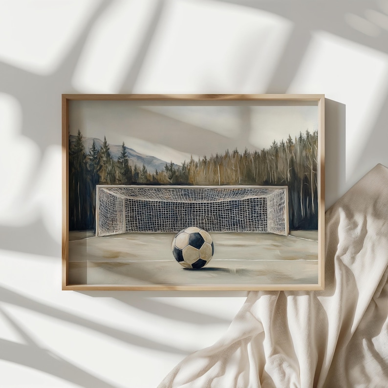 Soccer Net Print | Vintage Style Soccer Goal Painting | Boys Room ...