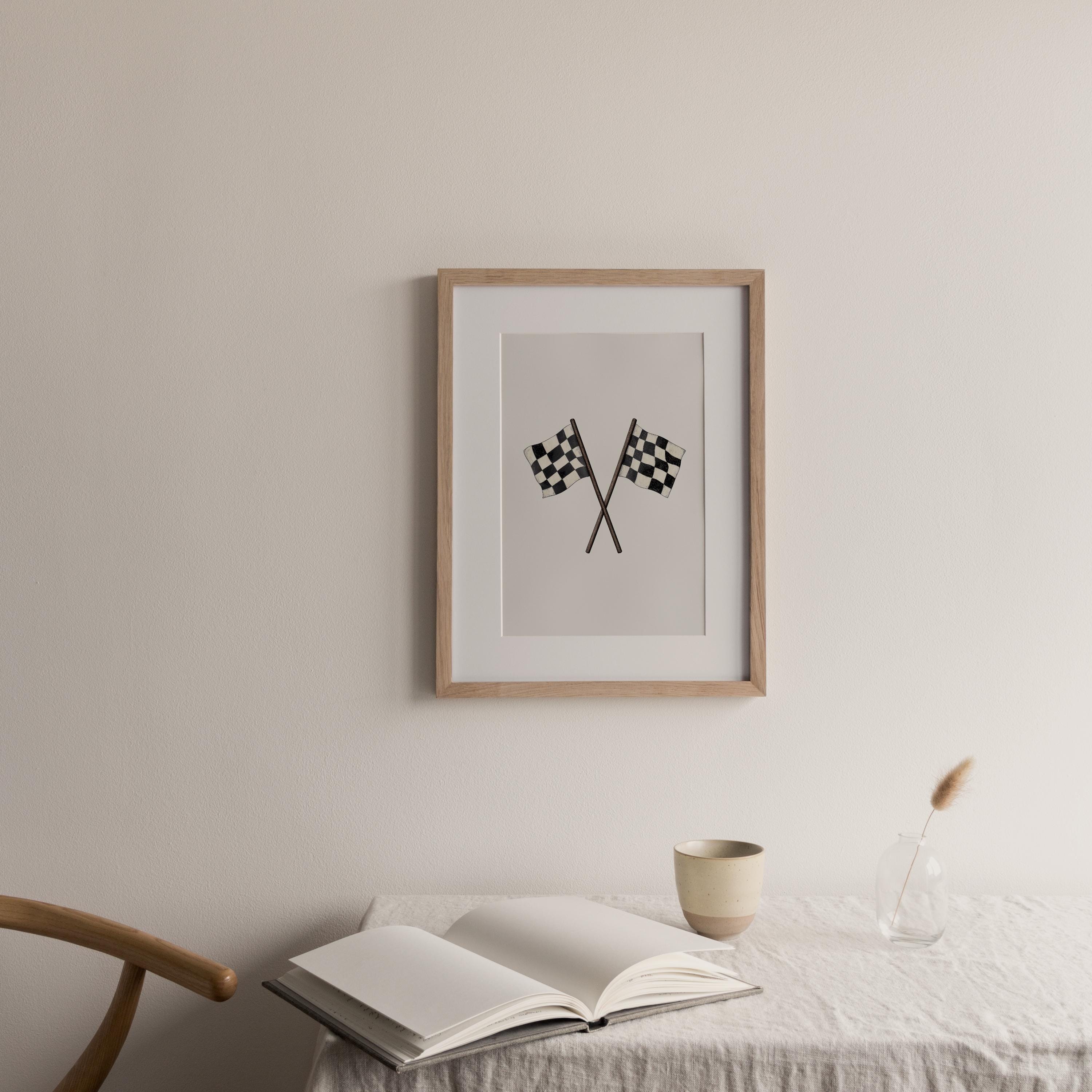 Racing Flag Print | Vintage Style Flag Illustration | Boys Room ...