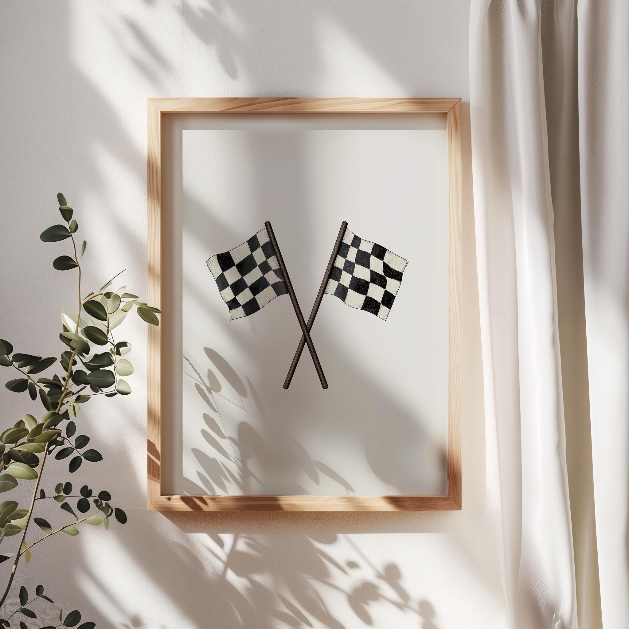 Racing Flag Print | Vintage Style Flag Illustration | Boys Room ...