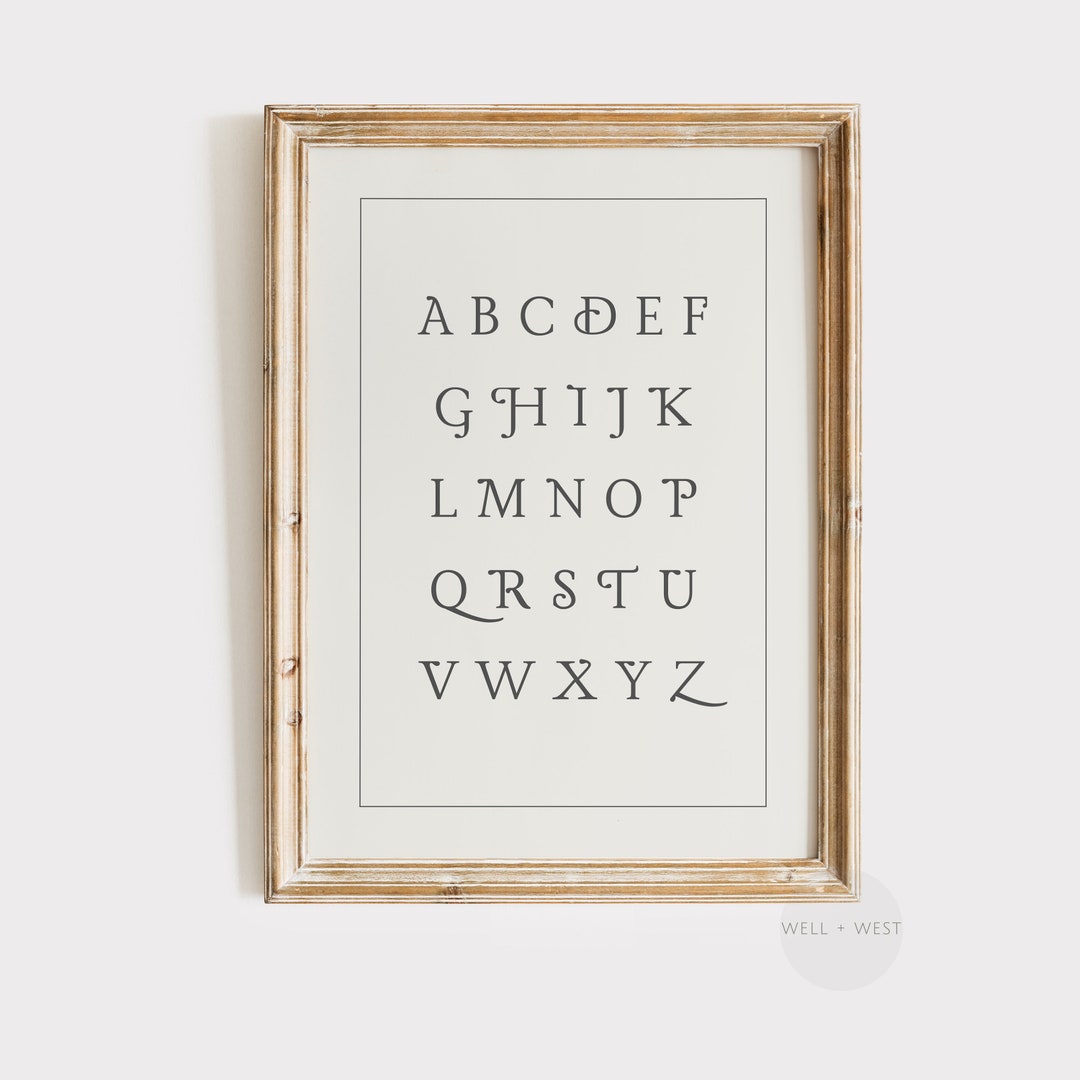 Vintage Alphabet Wall Art | Beige Nursery Print | Kids Playroom Decor ...