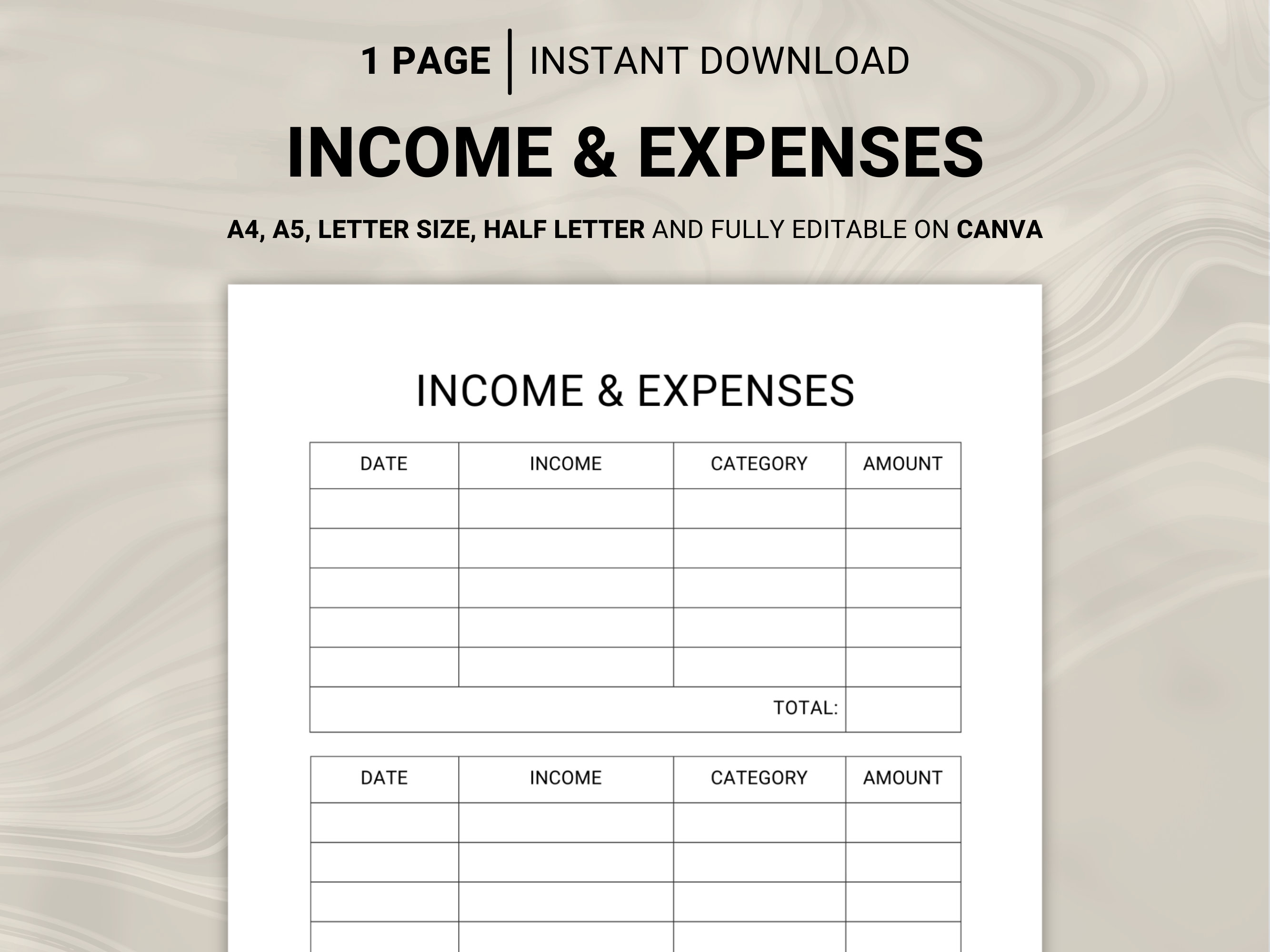 Income and Expense Tracker, Budget Tracker, Bullet Journal Template ...