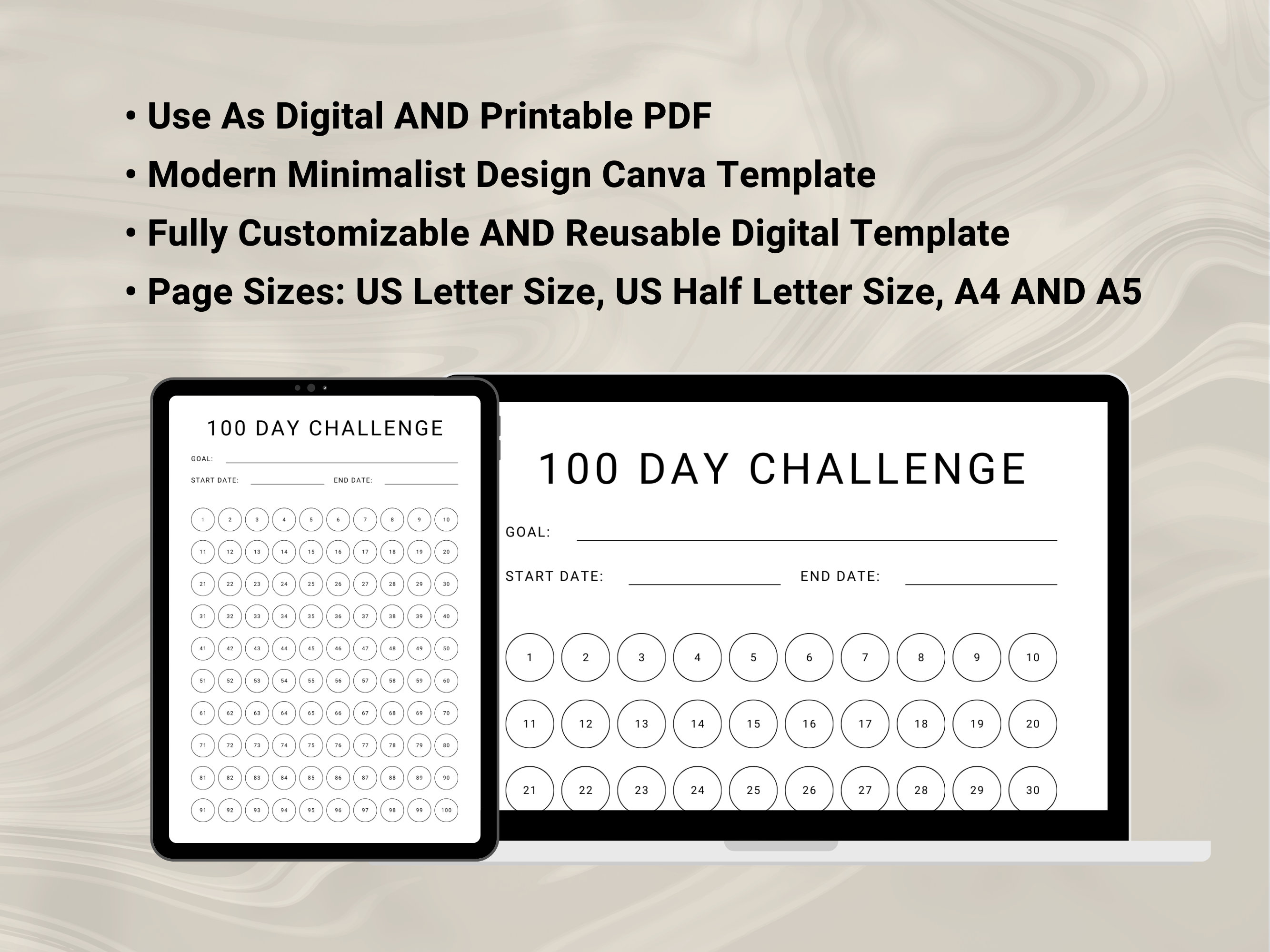 100 Day Challenge, 100 Day Habit Tracker, Personal Savings Challenge ...