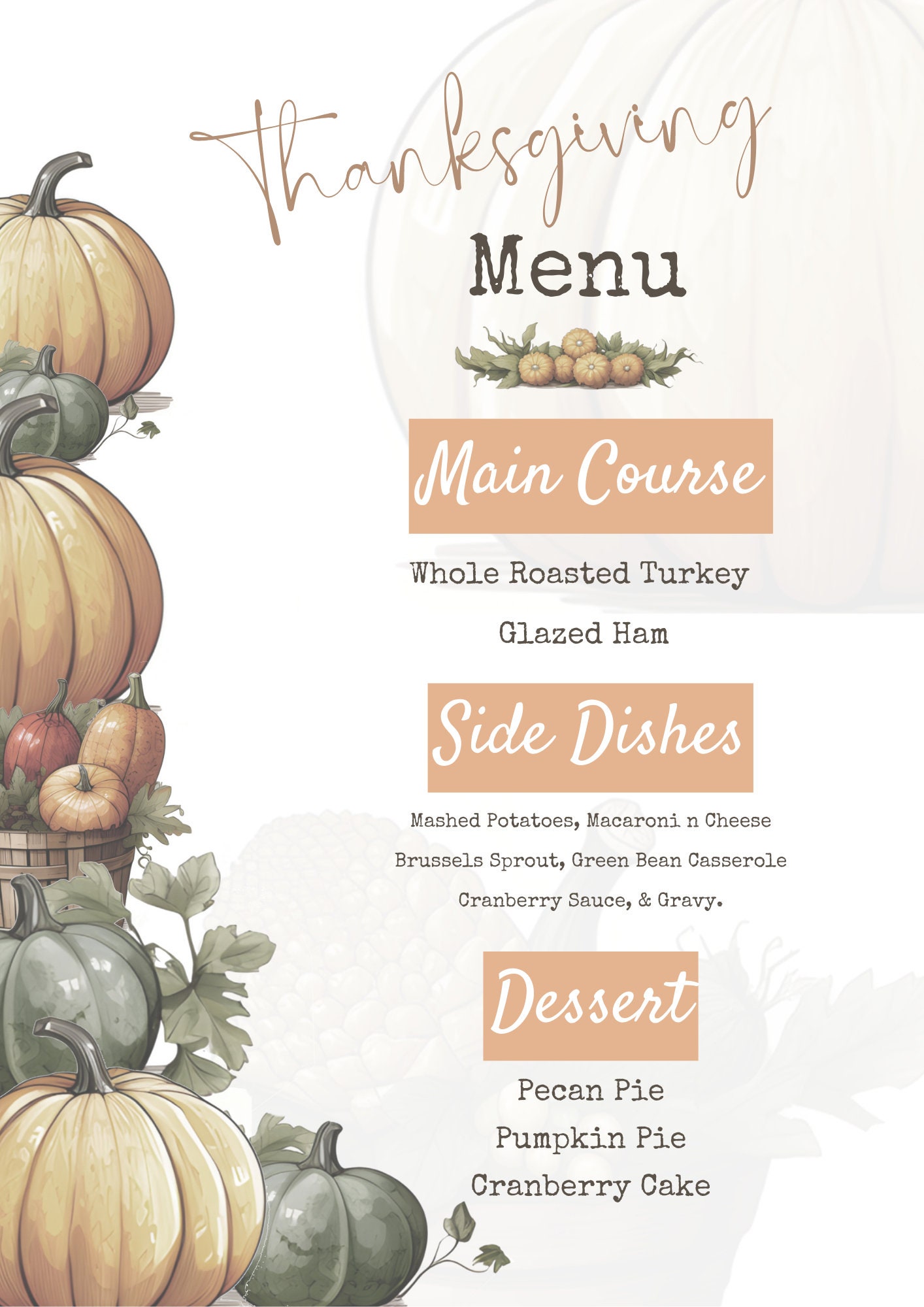 Editable Thanksgiving Menu, Printable Thanksgiving Menu, Digital ...