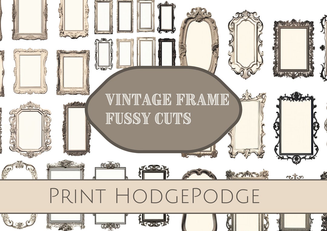 Printable Digital Vintage Frame Fussy Cuts 7 Pages Digital - Etsy