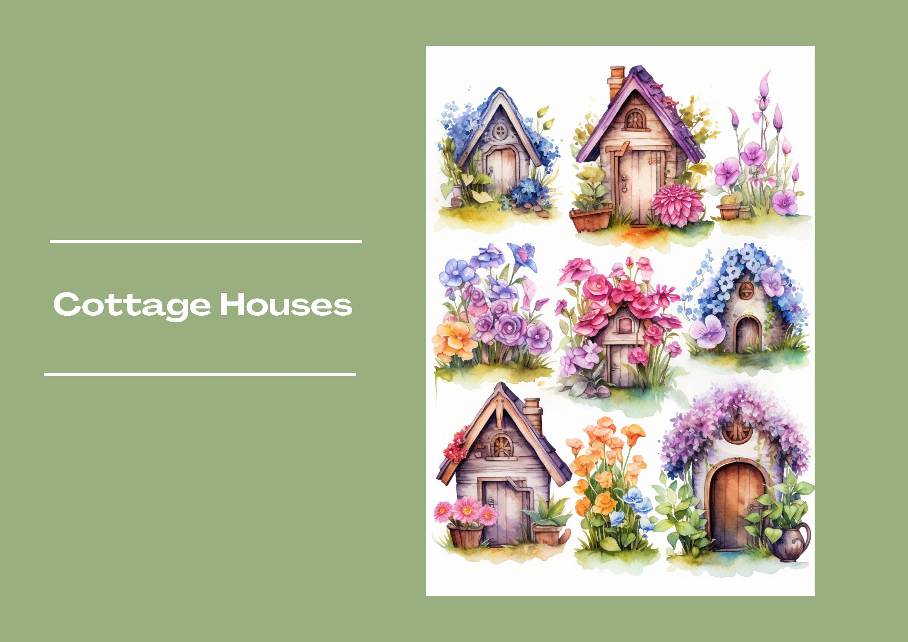 Printable Digital Cottage Garden Flower Fussy Cuts, 10 Pages, Digital ...