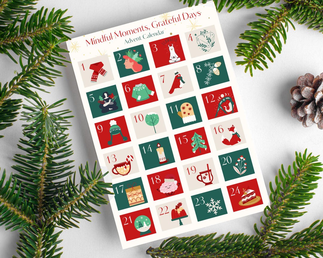 Mindfulness Advent Calendar, Instant Download, Christmas Advent, Advent ...