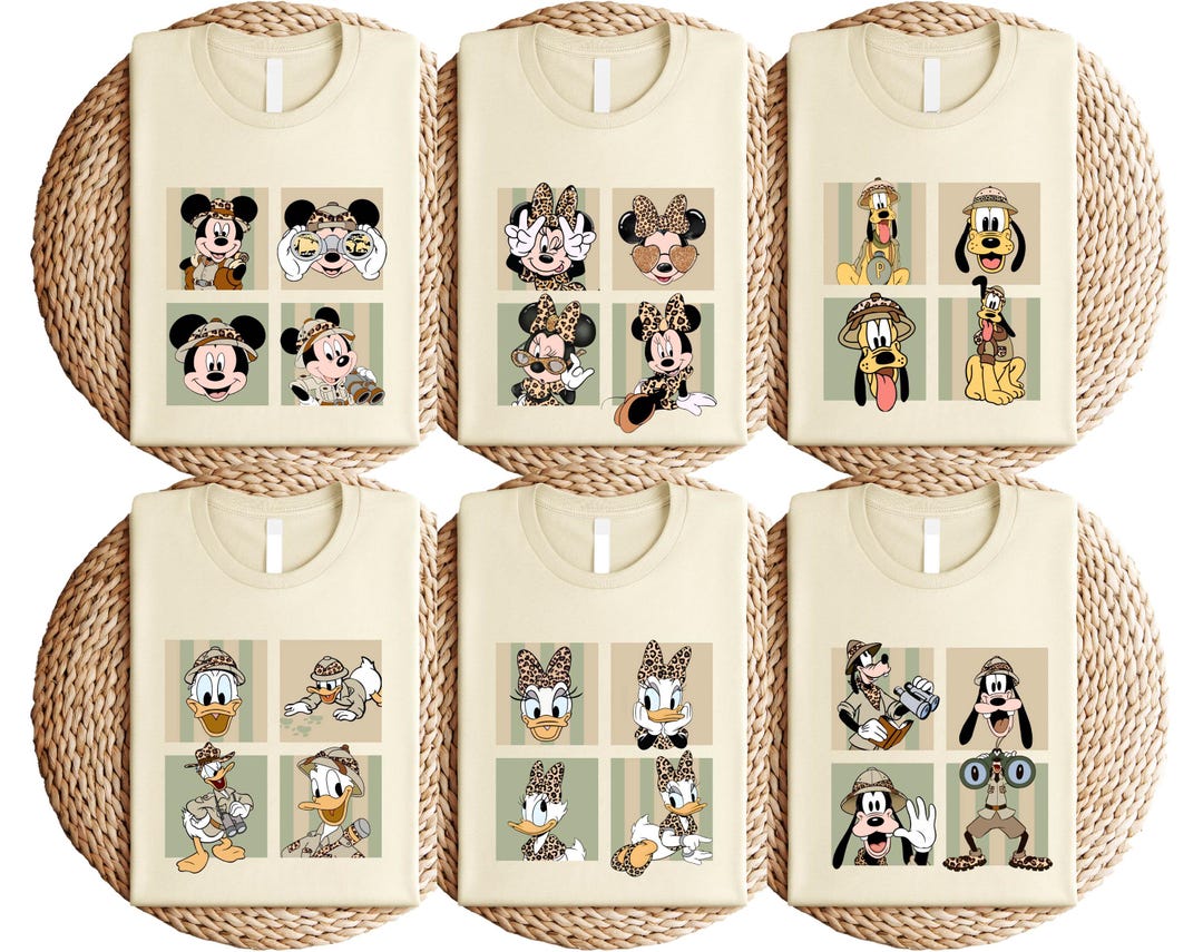 Safari Explorer Disney Character Panel Shirt, Mickey Minnie Donald ...