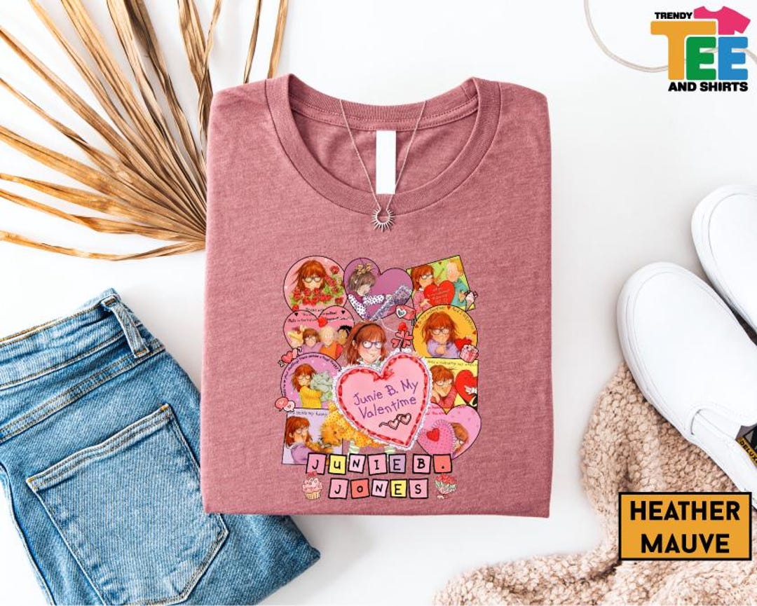 Junie B Jones Valentine Collage Sweatshirt, Pink Heart Cartoon Graphic ...