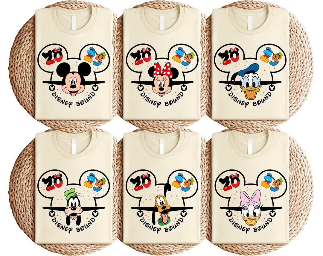 Disney Bound 2025 T-shirt, Mickey Minnie Donald Daisy Goofy Pluto ...