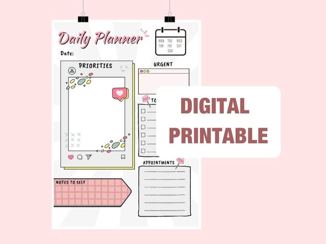Cute Daily Planner Digital Printable Instant Download - Etsy