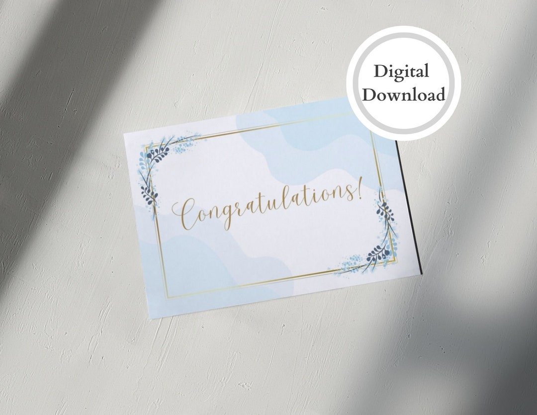 Congratulations Card Digital Printable Instant Download - Etsy
