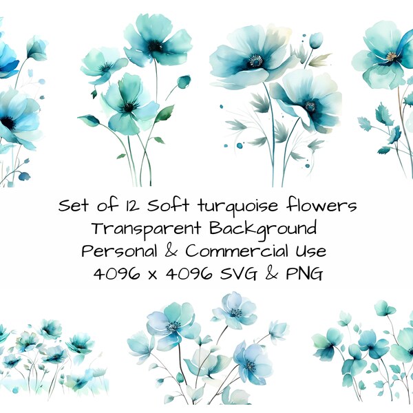 Turquoise Flower Svg - Etsy