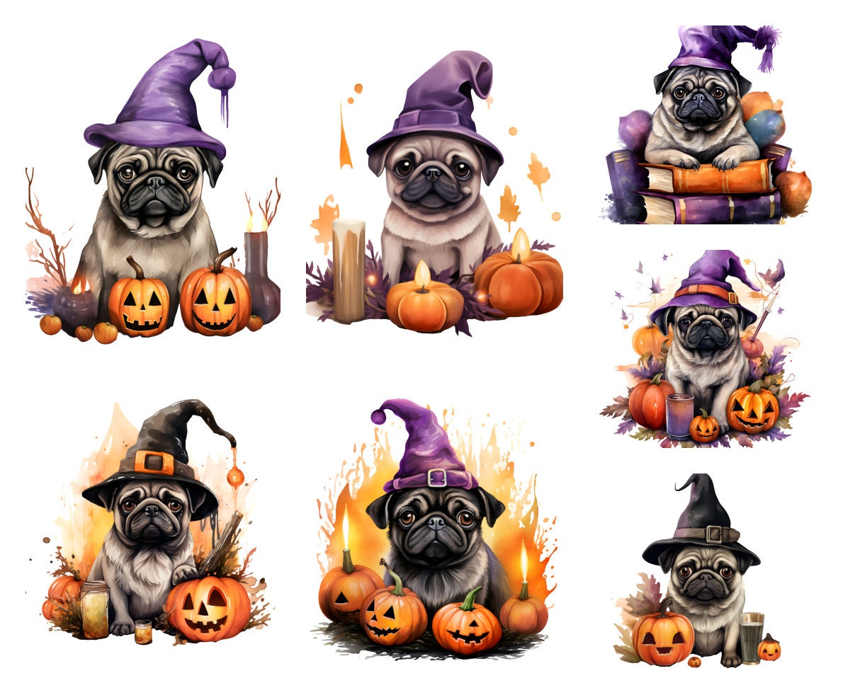 Cute Pug Clipart Instant Download Transparent PNG SVG Pintable Pug Art ...