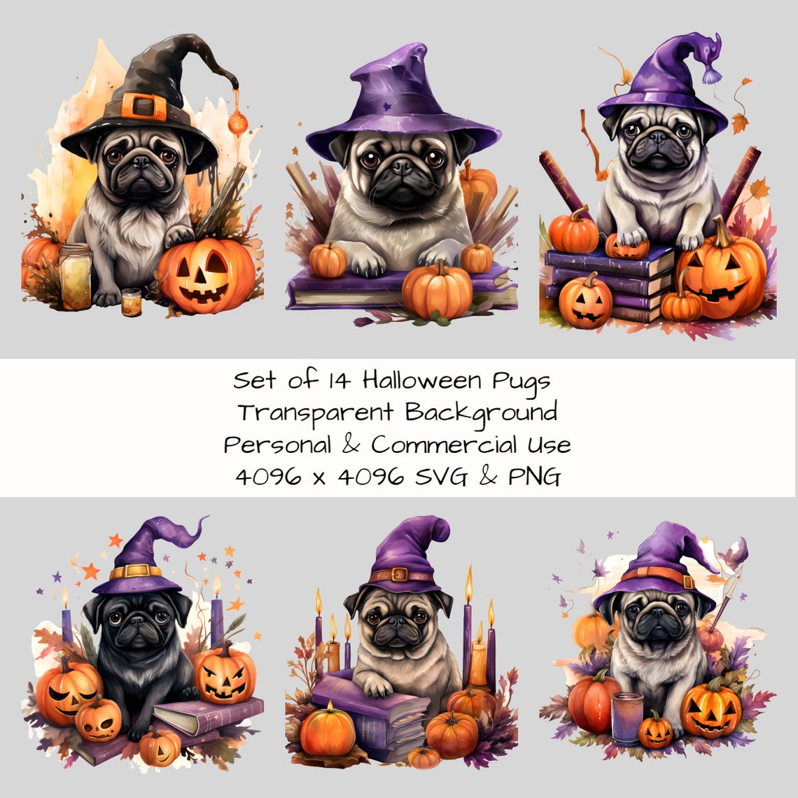 Cute Pug Clipart Instant Download Transparent PNG SVG Pintable Pug Art ...