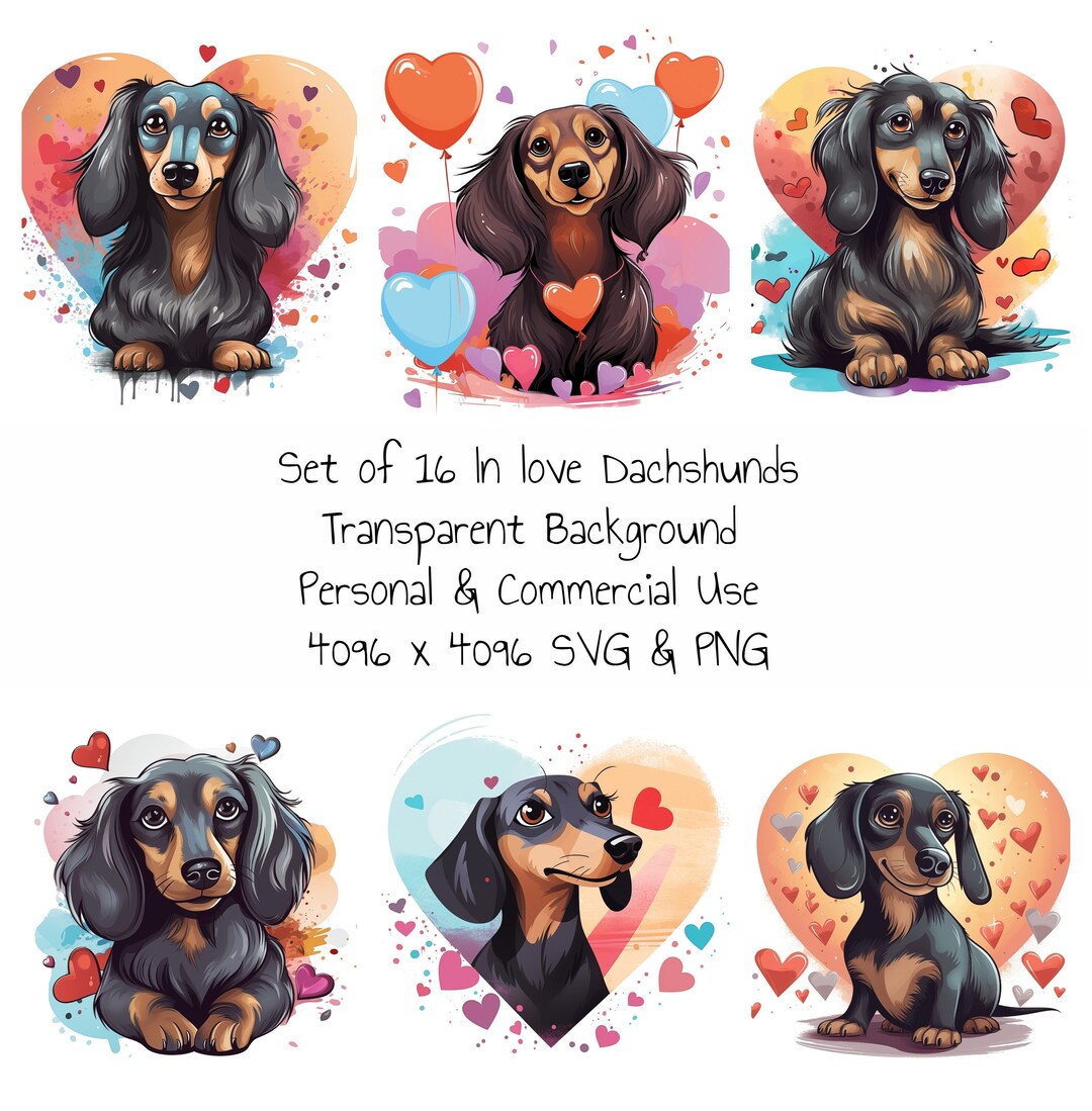 Long Haired Dachshund Svg Valentine Dachshund Png Longhaired Dog ...