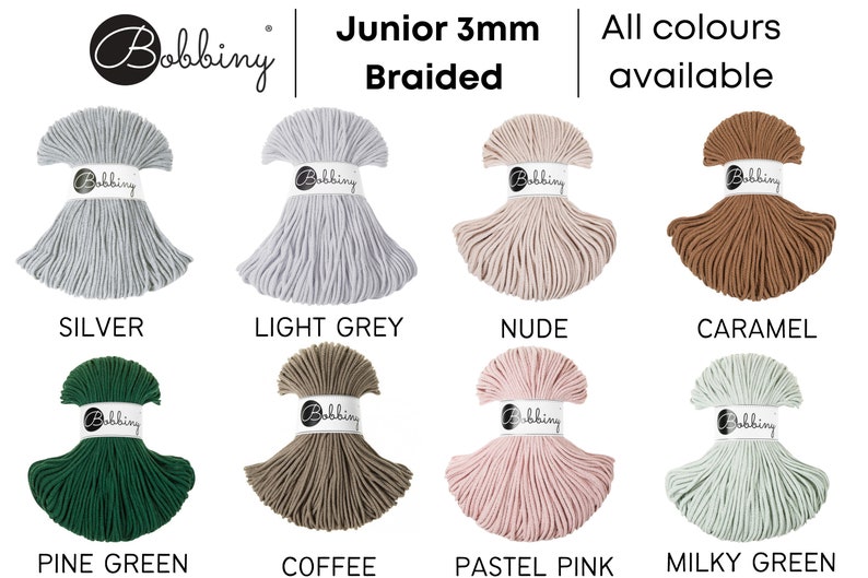 Bobbiny Junior 3mm Braided Cord for Macramé, Crochet, Weaving, Knitting ...