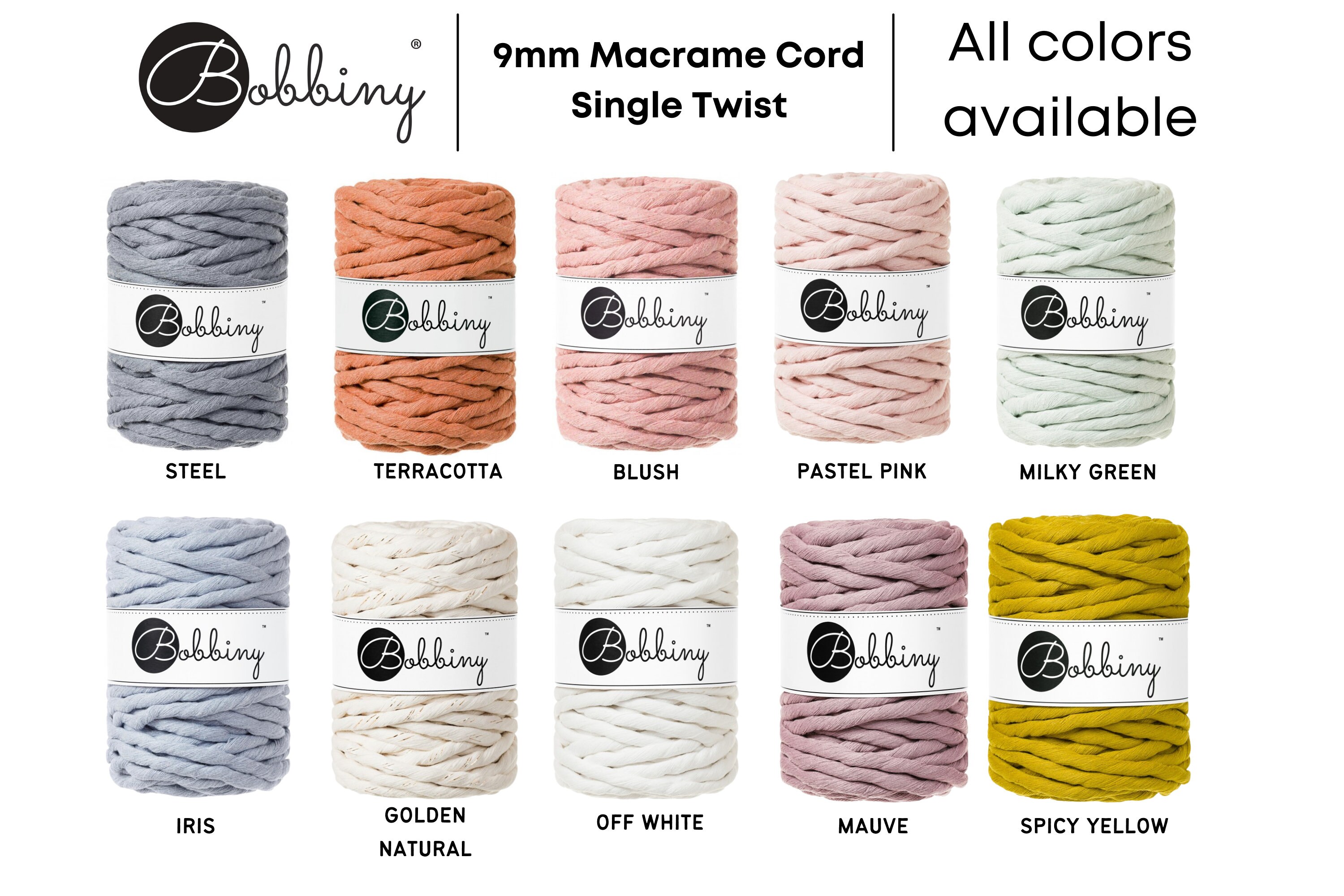 Bobbiny 9mm Single Twist Macrame, Weaving Cord 32yds - Etsy