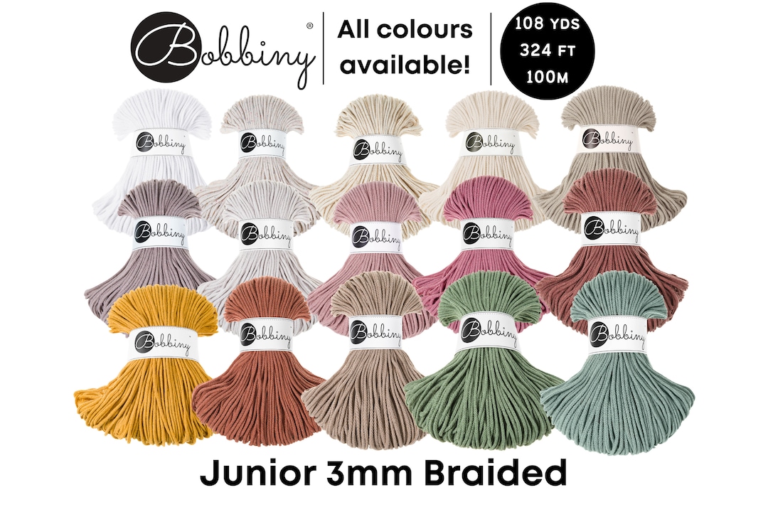 Bobbiny Junior 3mm Braided Cord for Macramé, Crochet, Weaving, Knitting ...