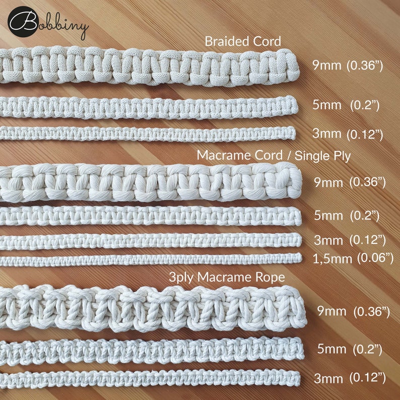 Bobbiny Regular 3mm 3 Ply Cord for Macramé, Crochet, Weaving, Knitting ...