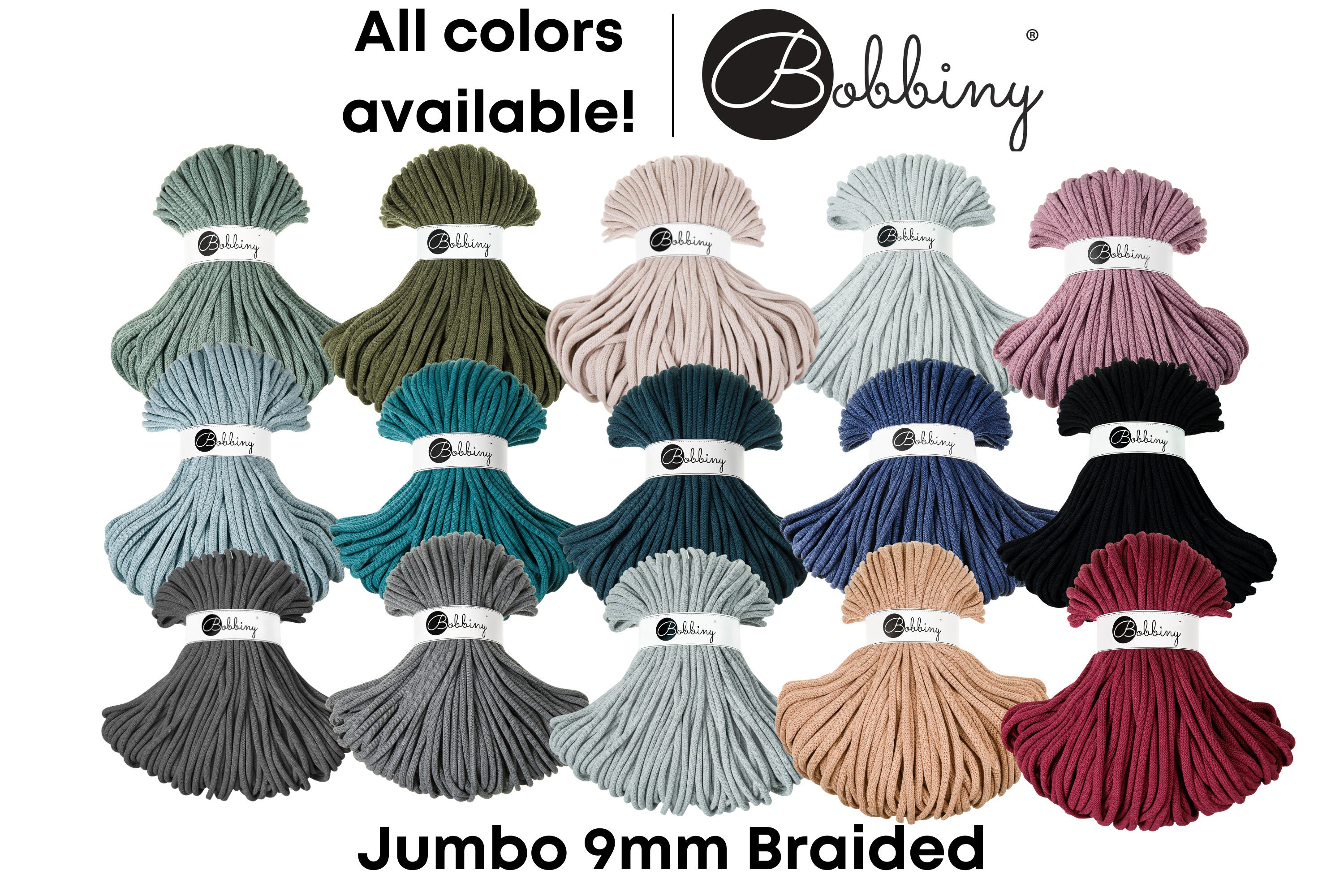 Bobbiny Jumbo 9mm Braided Cord for Macramé, Crochet, Weaving, Knitting ...