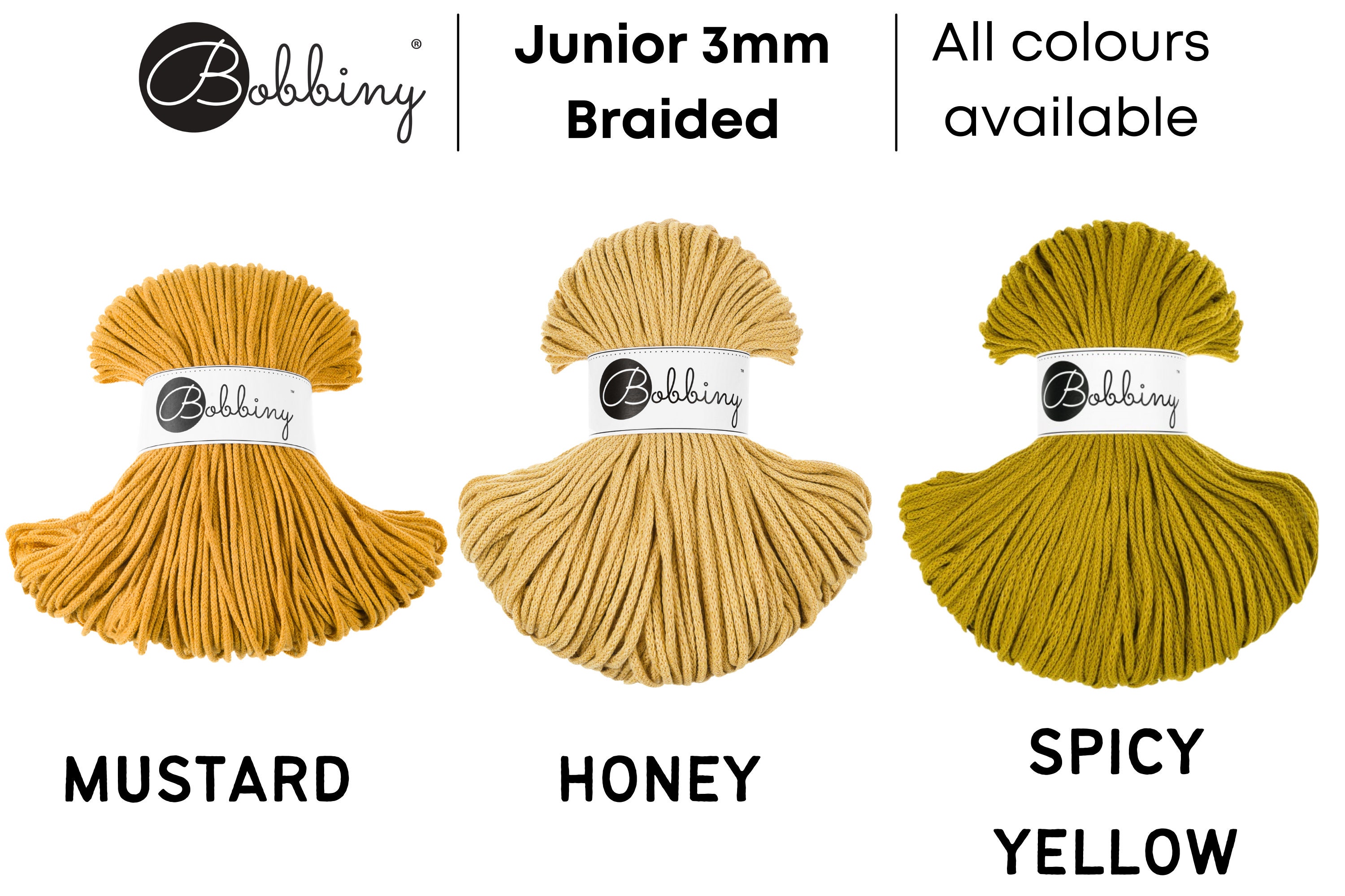 Bobbiny Junior 3mm Braided Cord for Macramé, Crochet, Weaving, Knitting ...