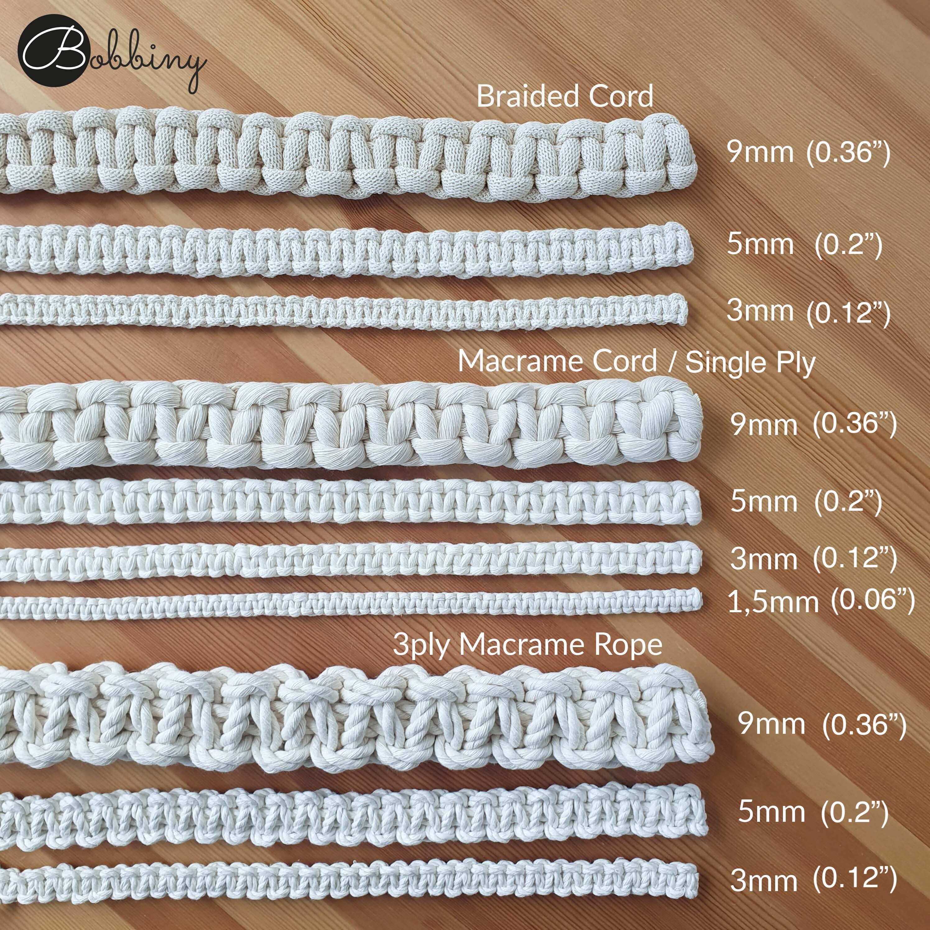 Bobbiny Junior 3mm Braided Cord for Macramé, Crochet, Weaving, Knitting ...