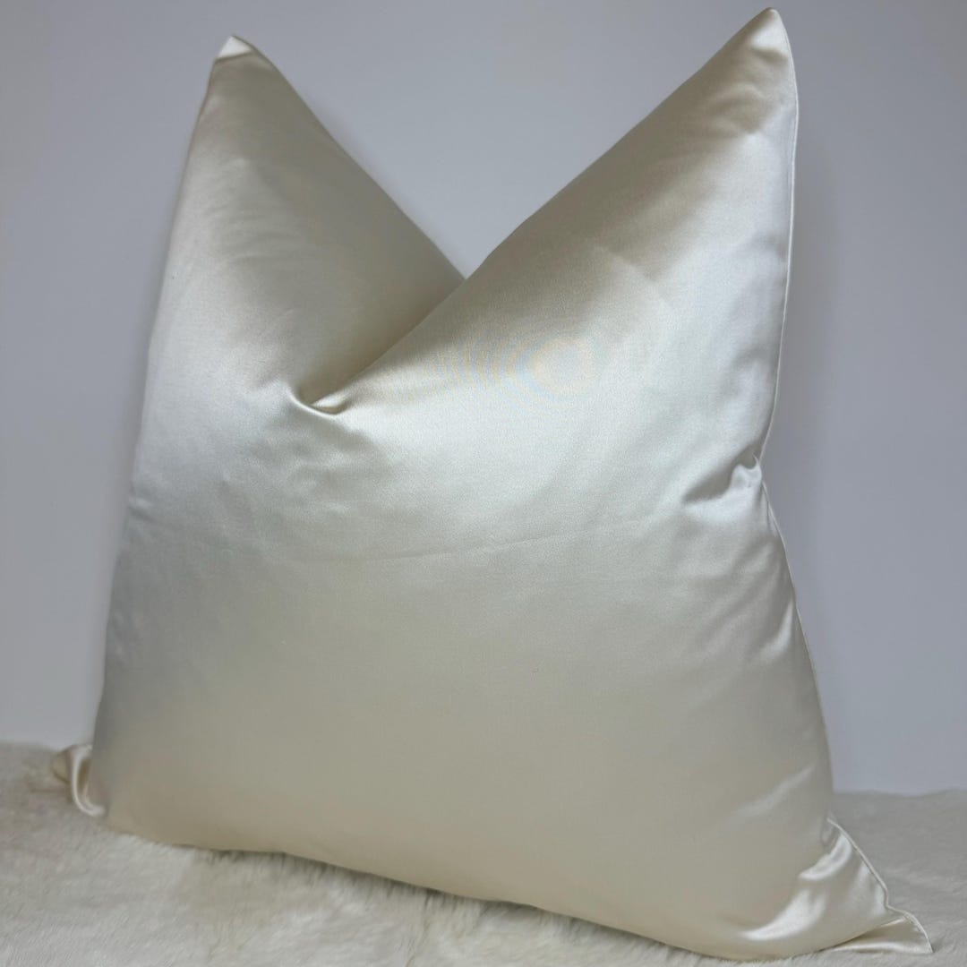 Luxury Ivory Cushion Cover , Satin Cushion Cover, Plain Satin Euro Sham ...