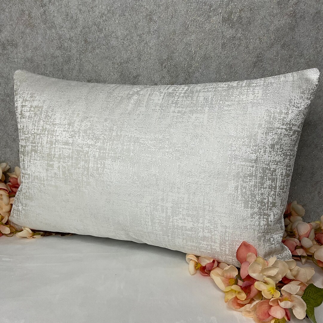 White Silver Pillow Cover, Luxury Cushion Cover,rectangle Bolster Pillow Case 12 X 20 Designer ...