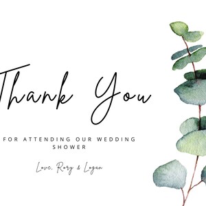 Eucalyptus Thank You Card, Printable, Editable, Create Your Own Message ...