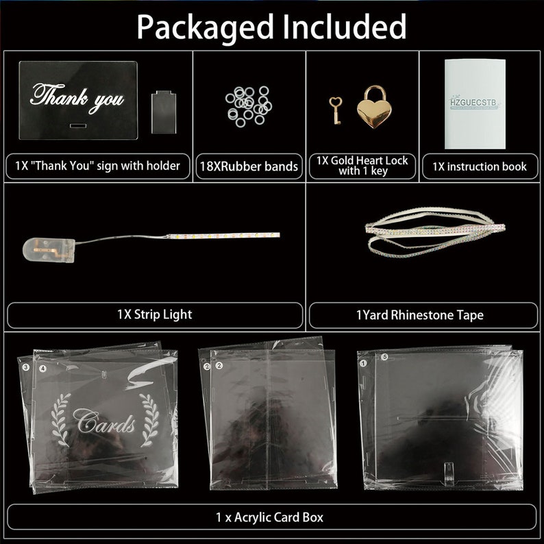 Personalized Name Card Box Wedding Acrylic Card Box With Lock and Key ...