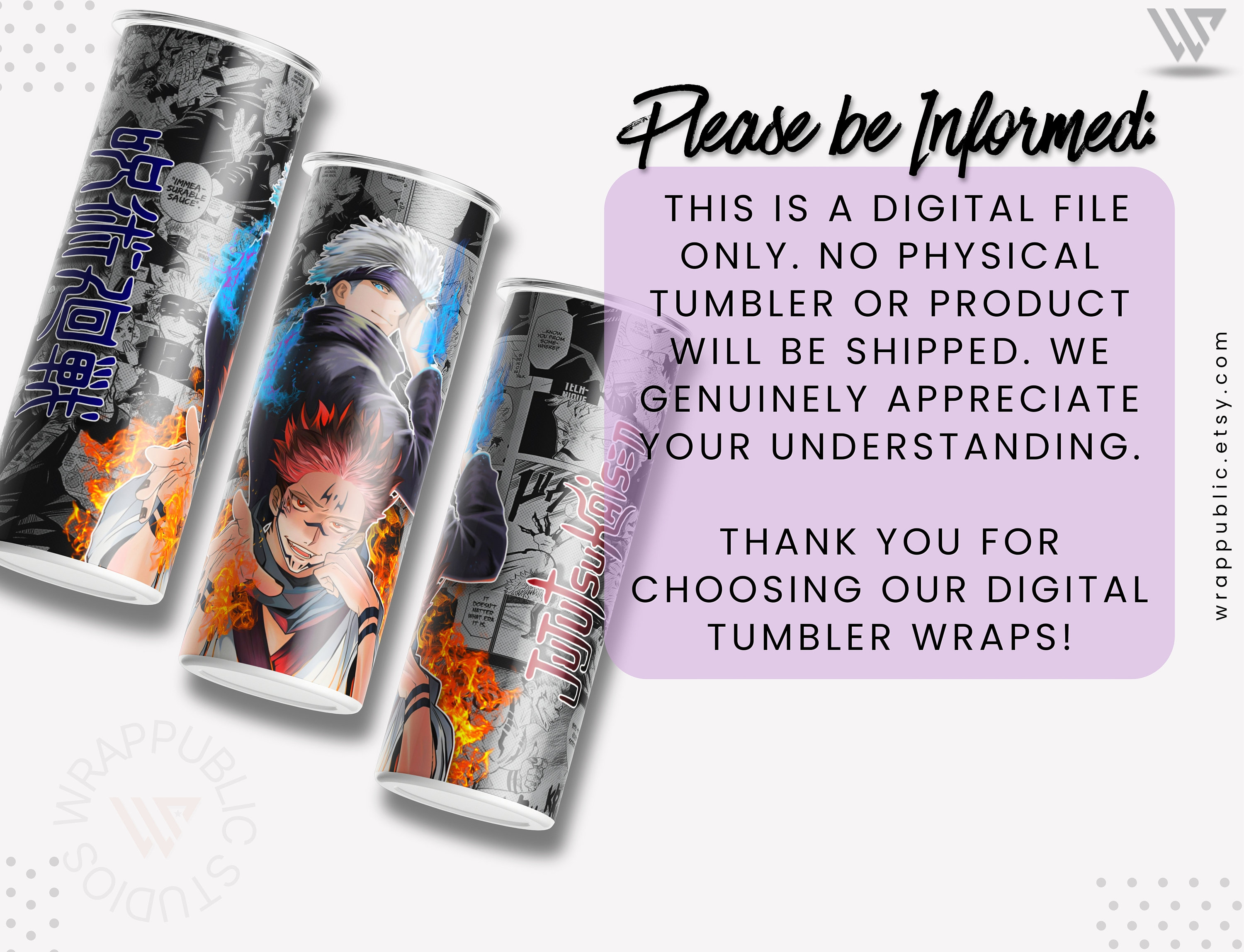 20oz Anime Tumbler Wrap, Skinny Tumbler Wrap Manga Collage Sublimation ...