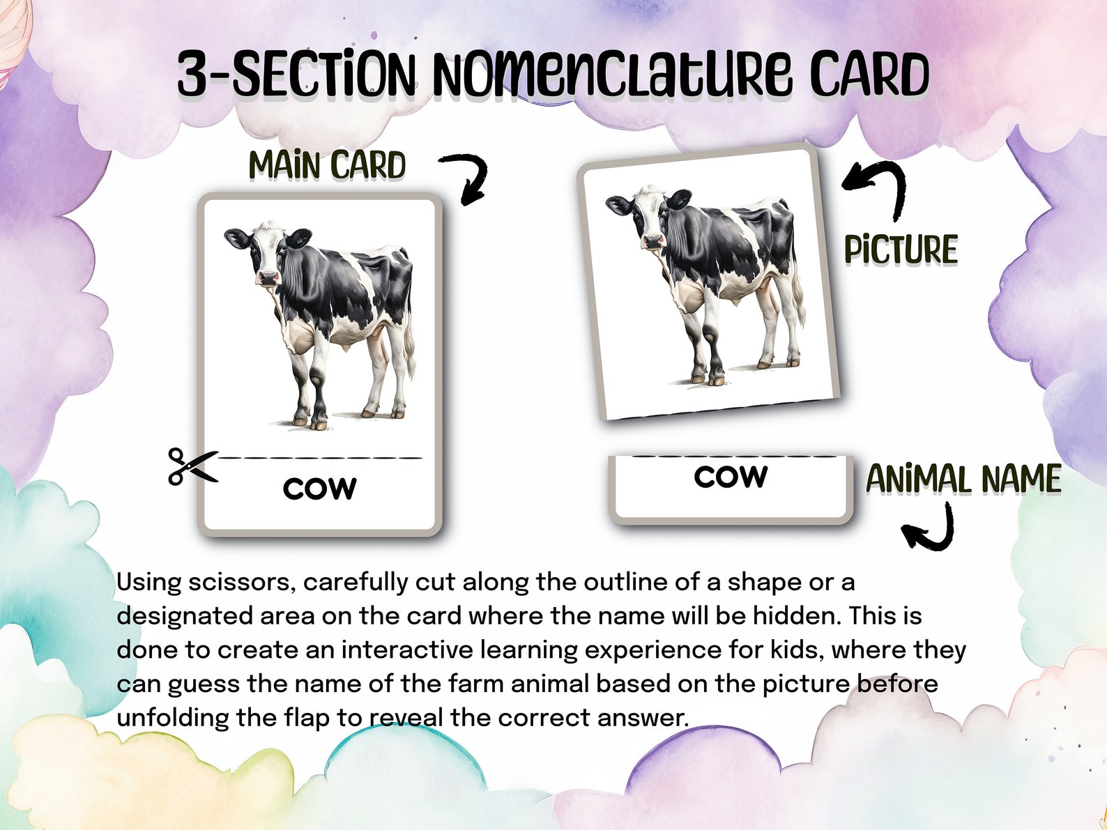 Farm Animals Editable Toy Flashcards, Education Learning Material ...