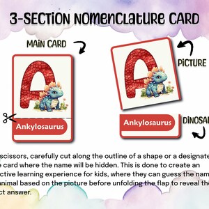 Printable Dinosaur Alphabet Kids Flashcards, Dino Jurassic ABC Learning ...